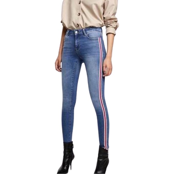 Zara | Jeans | Zara Side Stripe Denim Jeans Euc | Poshmark